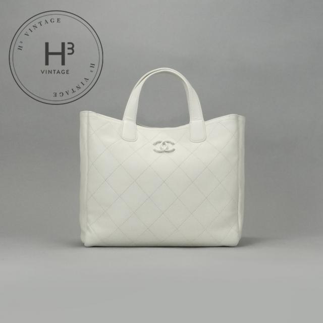 シャネル CHANEL マトラッセ バッグ トートバッグ ショルダーバッグ キャビアスキン ホワイト White 白 シルバー金具 ハンドバッグ