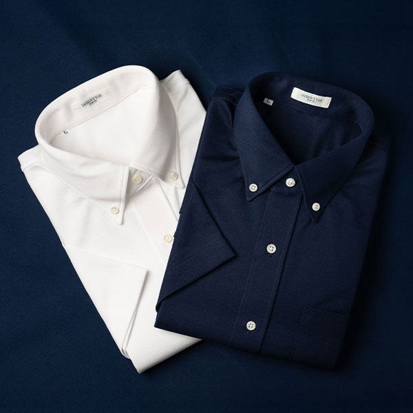 丸和繊維工業 INDUSTYLE TOKYO 鹿の子 ボタンダウンカラーシャツ リラックスフィットフィット 半袖 1枚