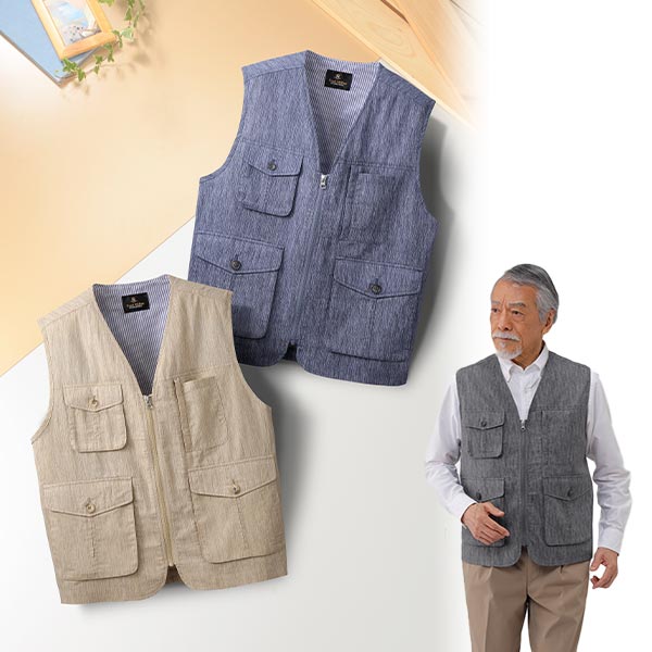 ハワード ポールミラー 高島ちぢみ・ポケットいっぱいベスト 375-12625 1着