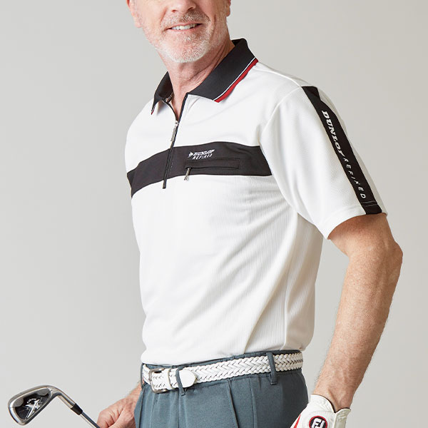 フレンドリー ダンロップ・リファインド ライン使いZIPポロシャツ 2色