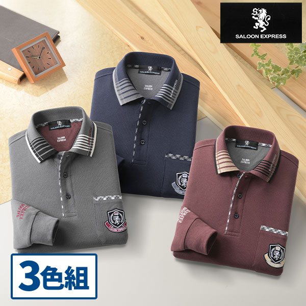 彩香 サルーンエクスプレス 裏起毛刺繍入りポロシャツ 3色組 AS-0650 1セット（3枚：3色×各1枚）