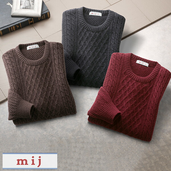 彩香 エムアイジェイ 日本製ウール100％クルーセーター 1607 1枚