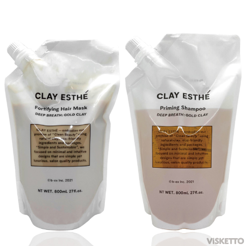 [SET] b-ex クレイエステ プライミング シャンプー800ml &マスク800g(ゴールドクレイ)(ビューティーエクスペリエンス CLAY ESTHE サロン専売)