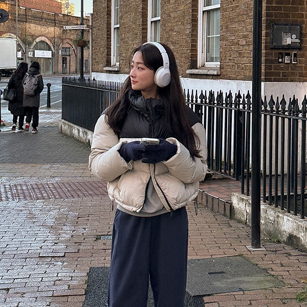 配色カラーブロック ミドル ファスナー ダウンジャケットコート [2カラー]」 レディース服がお得な