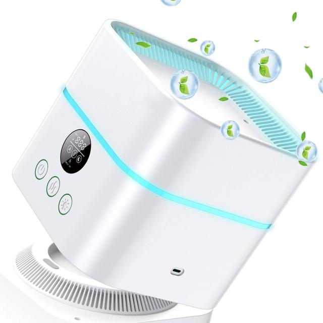 加湿 空気清浄機 イオン発生機 20畳以下 小型 卓上 空気質検知センサー搭載 hepa四層複合 フィルター 七つ色のナイトライト タイマー機能付 空気洗浄機