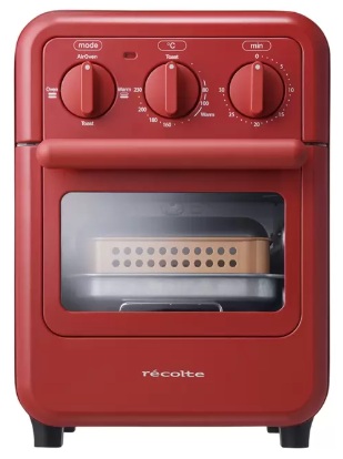 【レッド】レコルト エアーオーブントースター RFT-1(R) r?colte ノンフライ調理 コンパクト 省スペース 食パン 総菜 冷凍 解凍