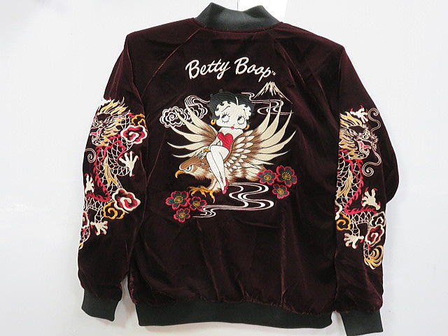 Betty Boop × NEVERMIND　リバーシブルスカジャン　ベティコラボ 別珍×サテン リバーシブル
