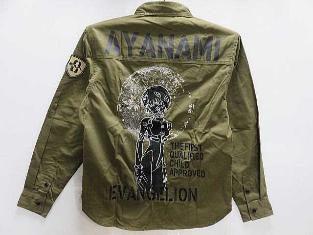EVANGELION X LOW BLOW KNUCKLE　綾波ミリタリーシャツ　エヴァンゲリオンX ローブローナックルコラボ