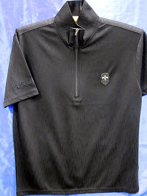 Be Ambition  ジップアップ　半袖Tシャツ　百合ワッペン＆ロゴ刺繍　ビーアンビション