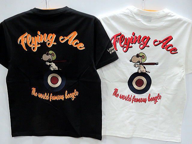 LOWBLOW KNUCKLE X PEANUTS　SNOOPY 半袖Tシャツ　Flying Ace 　スヌーピー　 ローブローナックル