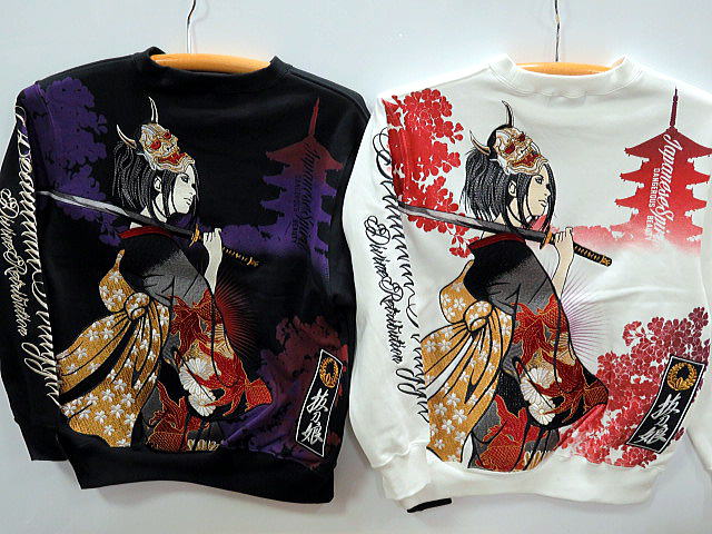 抜刀娘　裏毛トレーナー　 結愛遊歩　絡繰魂 和柄