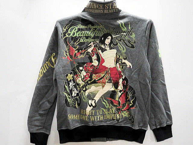 カラクリ魂　和柄　ジップアップトレーナー　 抜刀娘 　凛　KARAKURI