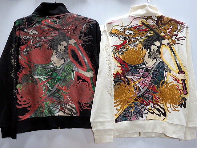 抜刀娘　凛 龍の太刀FULL ZIPトレーナー　絡繰魂 和柄トレーナー