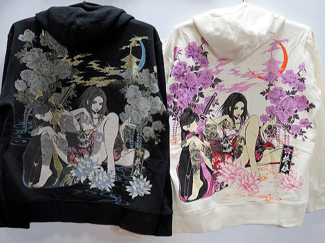 抜刀娘　凛・結愛 都の蝶パーカー　絡繰魂 和柄パーカー