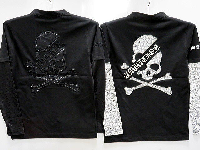BE AMBITION   スカル レオパード柄レイヤードVネック長袖Tシャツ 　ビーアンビション