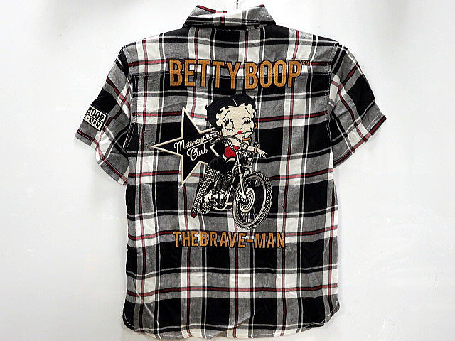Betty Boop X THE BRAVE MAN　チェック　半袖 シャツ　ベティ