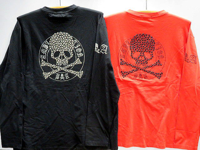 大きいサイズ　４L　BE AMBITION   スカル＆ロゴストーン 長袖Tシャツ 　ビーアンビション