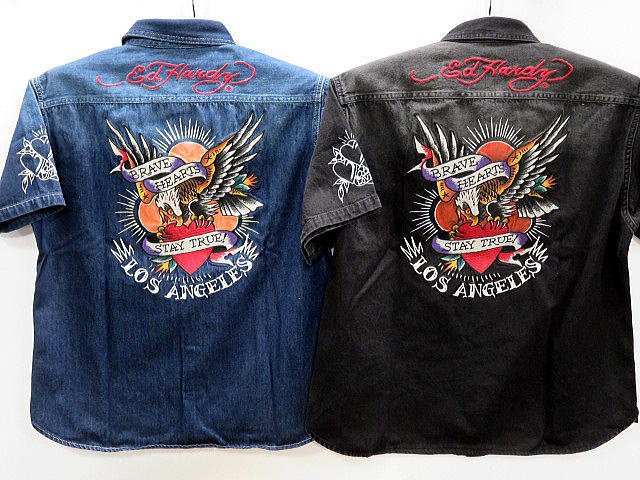 Ed Hardy　半袖デニムシャツ　エド・ハーディー edhardy