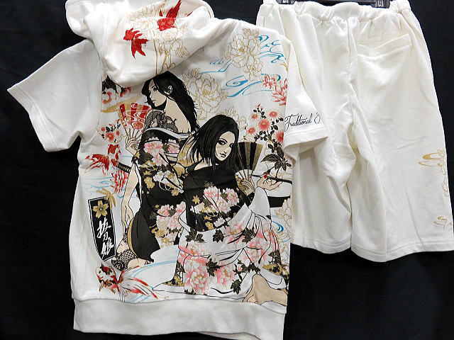 カラクリ魂　和柄　抜刀娘　一華＆穂乃花　半袖パーカー＆ハーフパンツ上下セット　KARAKURI