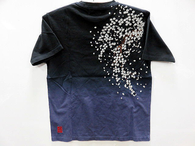絡繰魂　枝垂れ桜刺繍半袖Tシャツ　カラクリ魂