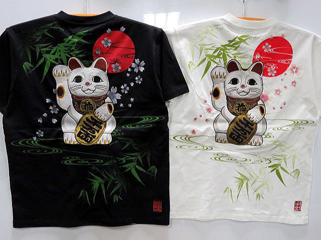 絡繰魂　半袖Tシャツ　招き猫刺繍　カラクリ魂
