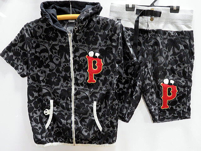 パンディエスタ　半袖上下セット　パンダ柄パイルジャガード