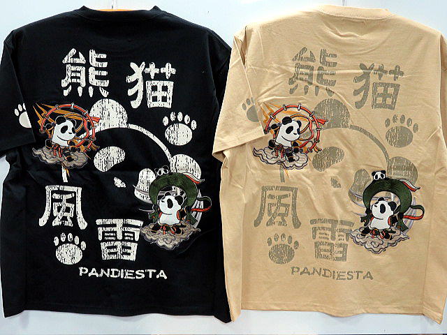 大きいサイズ　PANDIESTA JAPAN　　半袖Tシャツ　熊猫風雷神　パンディエスタ