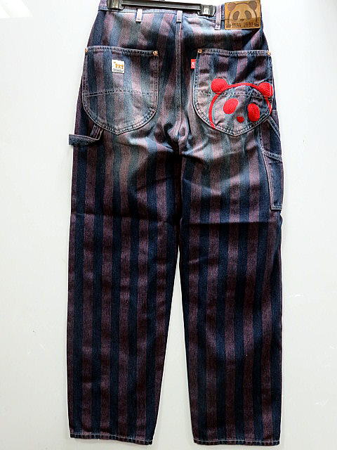 PANDIESTA JAPAN　熊猫謹製　ストライプ　ジャガード　デニム　ワイド　ペインターパンツ　パンディエスタ