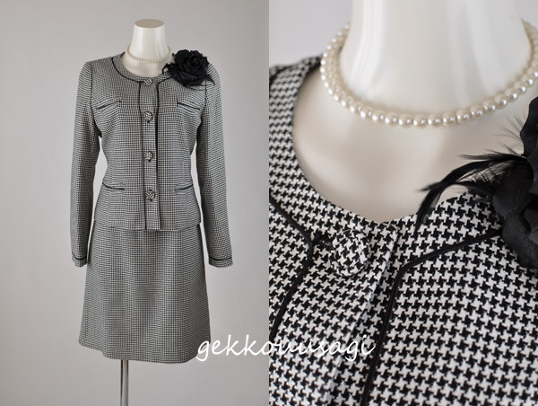 残り僅か！【限定特価・9号】入学式 卒業式 スーツ ママ 千鳥格子 アンサンブルスーツ 卒業式 スーツ 母親 ミセススーツ レディーススーツ 入学式スーツ 結婚式 学校行事 発表会 (SB2F3) 1227