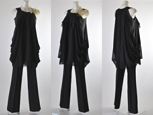 セレモニー ドレス パーティー パンツ ドレス 9号 トールサイズ 胸元