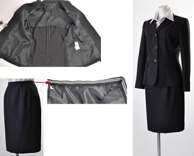 レディーススーツ サマーウール 7号/9号 日本製生地 スカートスーツ チャコールグレー ストレッチ ブラウスずれ防止 タイトスカート 面接 リクルートスーツ ビジネス 入社式 (nk14KB/b2f)1819&sk1811/703-4 レディーススーツ サマーウール 7号/9号 日本製生地 スカートスーツ