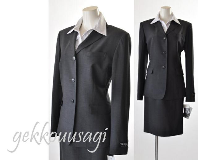 13号/15号 イタリア製ウールスーツ100% 裏地背抜きパイピング仕様トールサイズジャケット リクルートスーツ【グレー】オールシーズンスーツ 訪問スーツ 会社訪問 41756/41933&503-03(AU2f2) ex