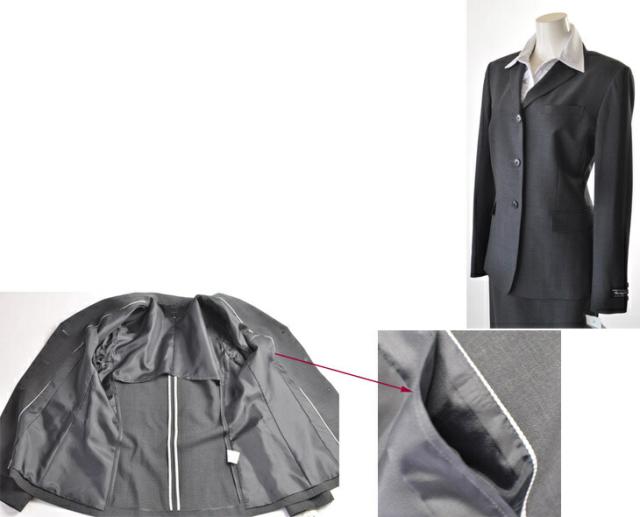 13号/15号 イタリア製ウールスーツ100% 裏地背抜きパイピング仕様
