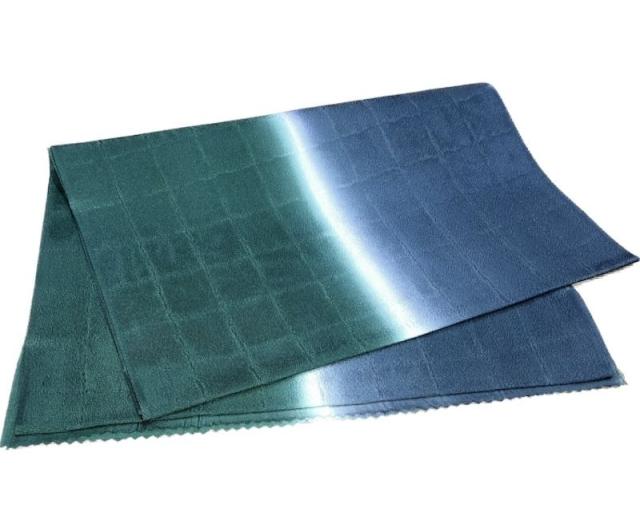 【帯揚】縦ボカシ染め分け 緑×青鼠 (全5色)