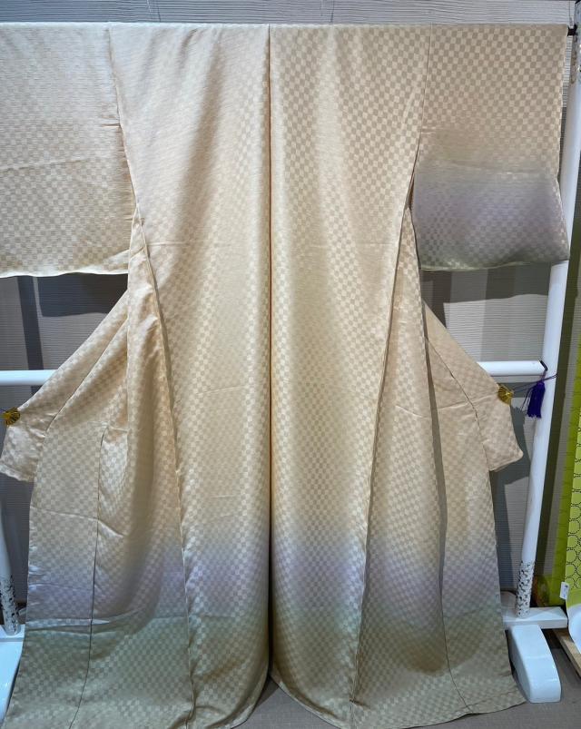 【附下訪問着】附下　カジュアル紬グラデーション黄から金茶