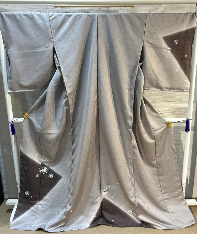【附下訪問着】雪の結晶　地紋洋柄