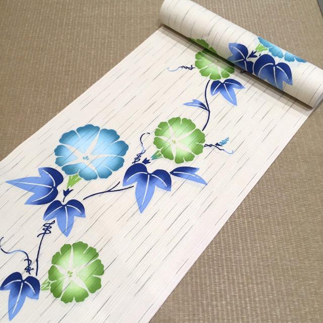 【綿麻きもの】綿麻 あさがお 生成り綿麻