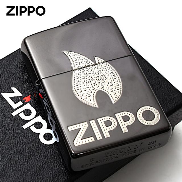 Zippo ジッポライター 炎 アイコンフレーム ジッポ ロゴ ブラックニッケル 銀サシ ZIPPO LOGO Flame Gold 2BKS-Z メール便専用商品の通販はau PAY ...