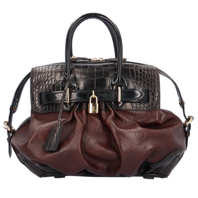 ルイヴィトン LOUIS VUITTON モノグラム ハンドバッグ クロコダイル ブラウン ユニセックス 中古 R&Kリサイクルキング