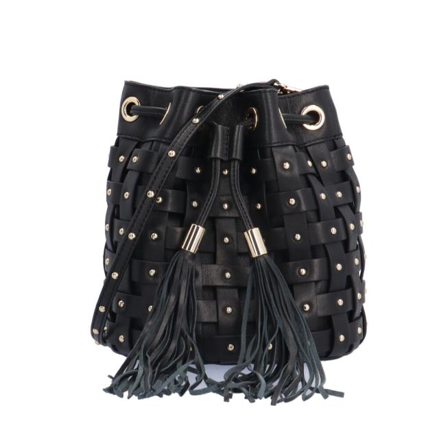 エリザベッタフランキ スタッズ ショルダーバッグ レザー BS3988732 ブラック レディース ELISABETTA FRANCHI  中古  R&Kリサイクルキング