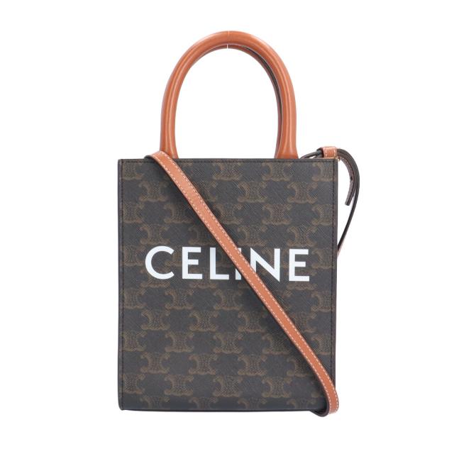 セリーヌ ミビバーティカルカバ トリオンフ ショルダーバッグ コーティングキャンバス 194372 ブラウン レディース CELINE  中古  R&Kリサイクルキング