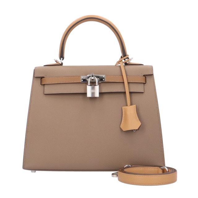エルメス トリコロール ケリー25 ショルダーバッグ ヴォーエプソン ブラウン レディース HERMES  中古  R&Kリサイクルキング