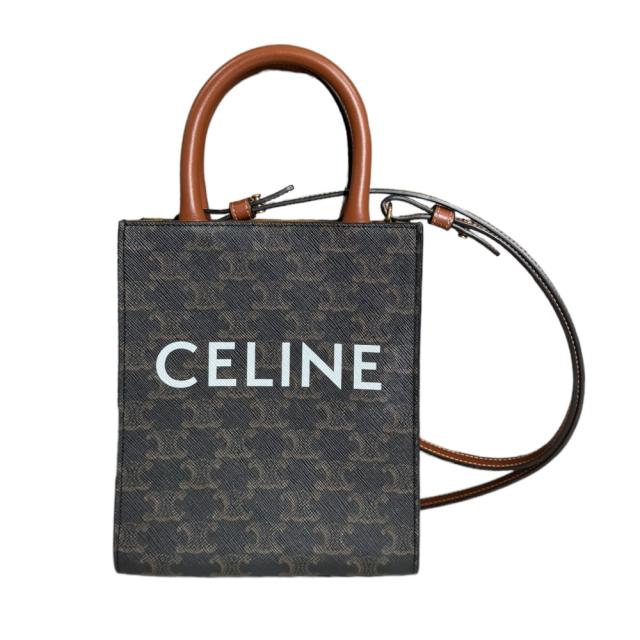 セリーヌ ミニバーティカルカバ トリオンフ ショルダーバッグ コーティングキャンバス 194372 ブラウン レディース CELINE  中古  R&Kリサイクルキング