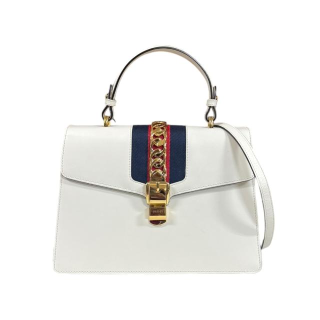グッチ シルヴィ ショルダーバッグ レザー 431665 ホワイト レディース GUCCI  中古  R&Kリサイクルキング