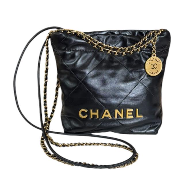 シャネル ミニハンドバッグ シャネル22 ショルダーバッグ AS3980 ブラック レディース CHANEL  中古  R&Kリサイクルキング