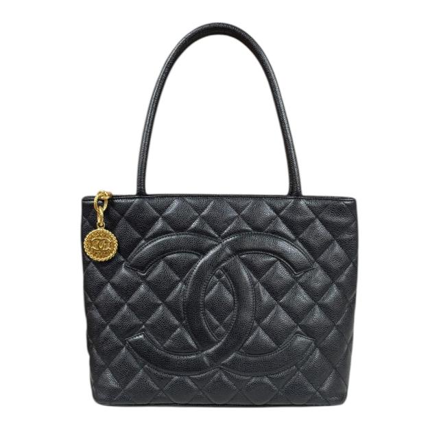 シャネル 復刻トート トートバッグ キャビアスキン A01804 ブラック レディース CHANEL  中古 R&Kリサイクルキング