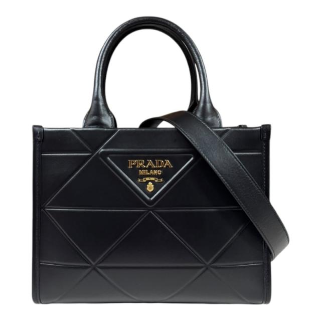 プラダ シンボル ステッチ スモール ショルダーバッグ レザー 1BA396 ブラック ユニセックス PRADA  中古 R&Kリサイクルキング