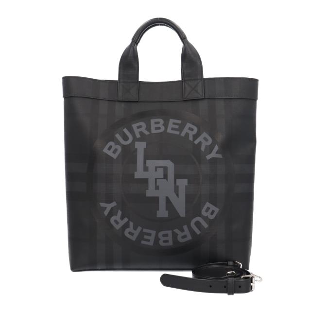 バーバリー ロンドンテックLDNロゴ ショルダーバッグ PVC 8022519 グレー メンズ BURBERRY  中古 R&Kリサイクルキング