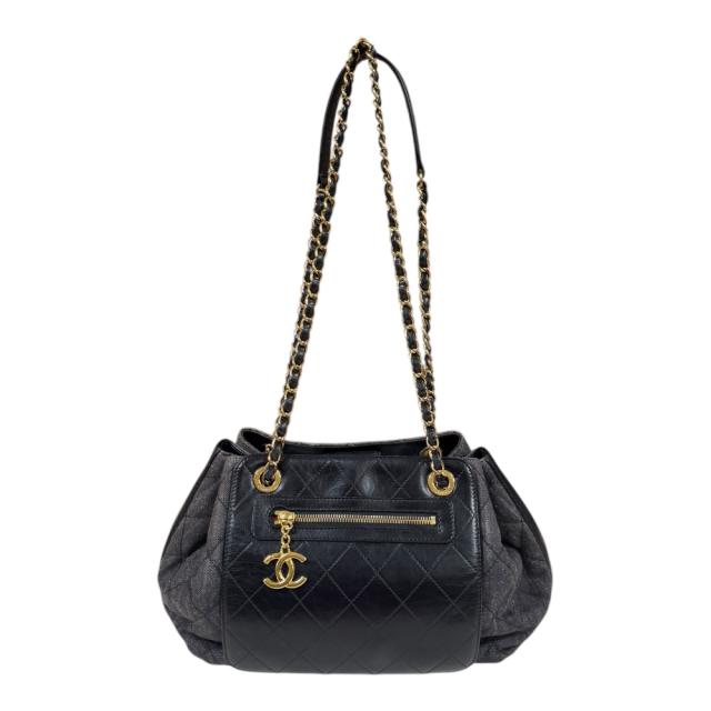 シャネル ショルダーバッグ デニム グレー レディース CHANEL  中古 R&Kリサイクルキング