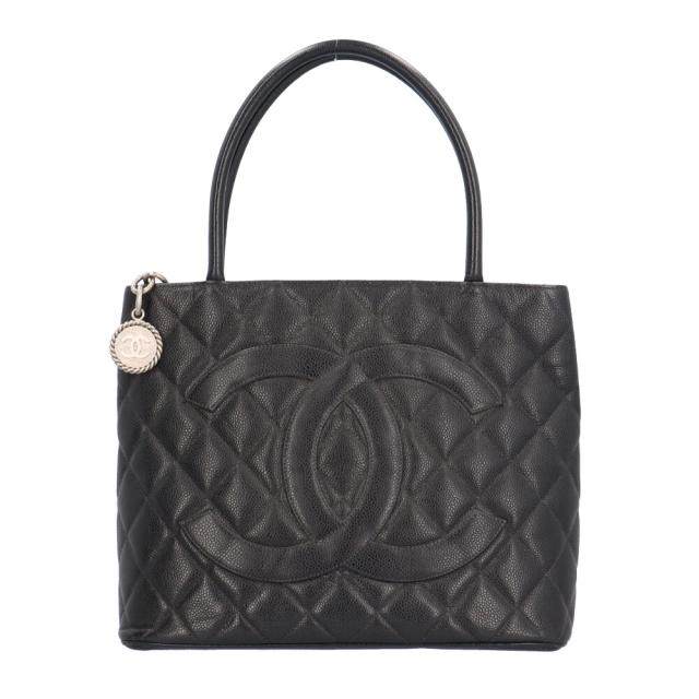 シャネル 復刻トート トートバッグ キャビアスキン A01804 ブラック レディース CHANEL  中古 R&Kリサイクルキング
